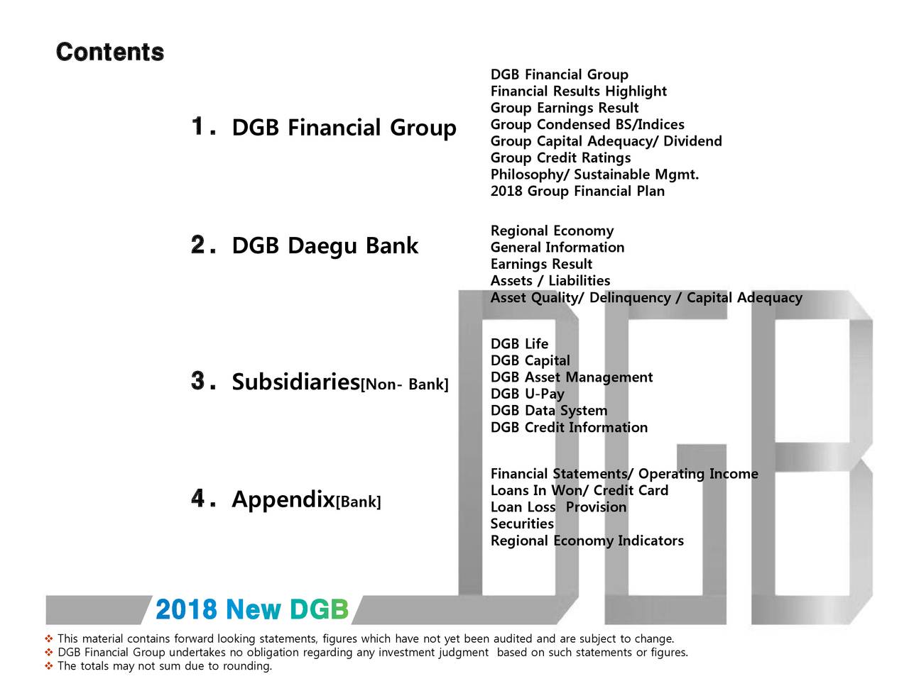 DGB Financial Group Co. Ltd. 2017 Q4 - Results - Earnings Call Slides ...