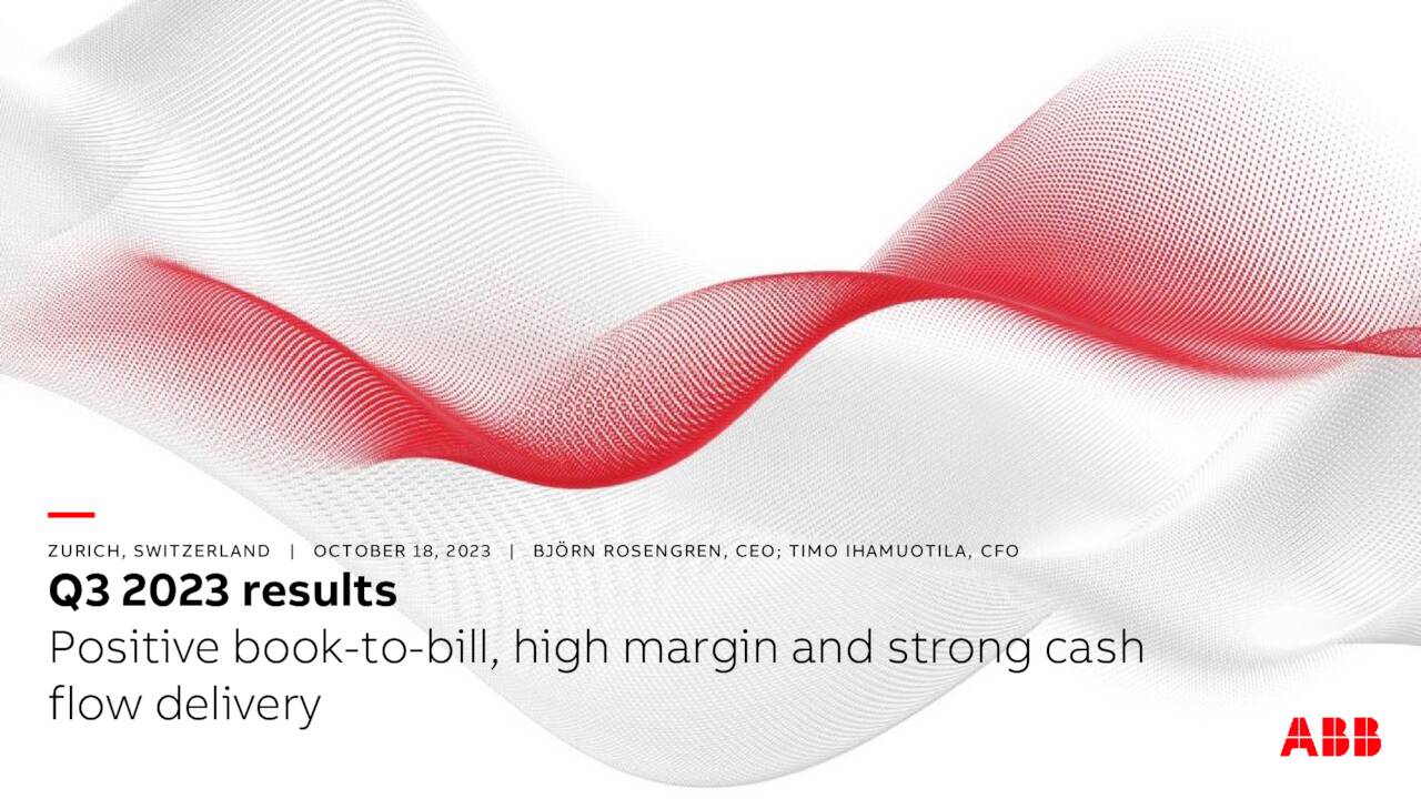 ABB Ltd 2023 Q3 - Results - Earnings Call Presentation (OTCMKTS:ABBNY) | Seeking Alpha