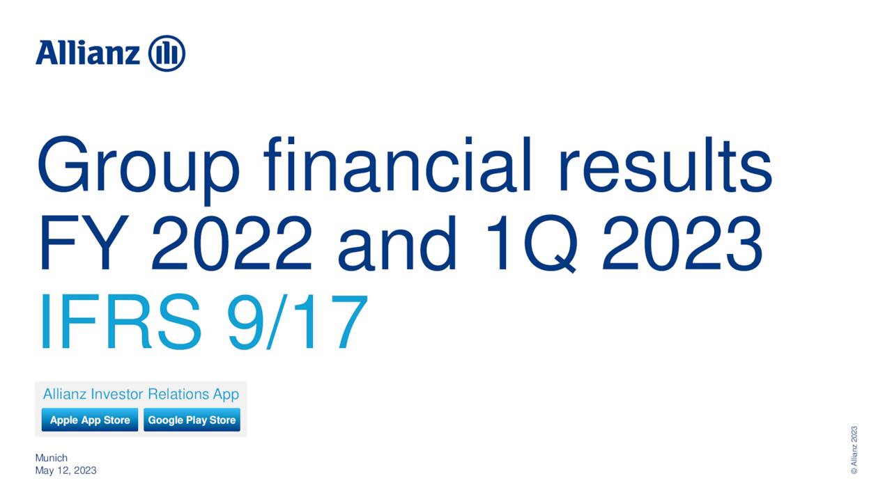 Allianz SE 2023 Q1 - Results - Earnings Call Presentation (OTCMKTS:ALIZF) | Seeking Alpha