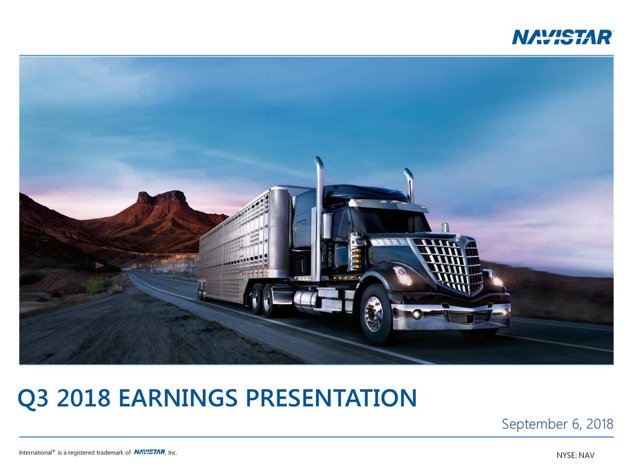Navistar International Corporation 2018 Q3 - Results - Earnings Call ...