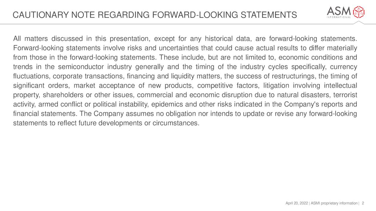 ASM International NV 2022 Q1 - Results - Earnings Call Presentation (OTCMKTS:ASMIY) | Seeking Alpha