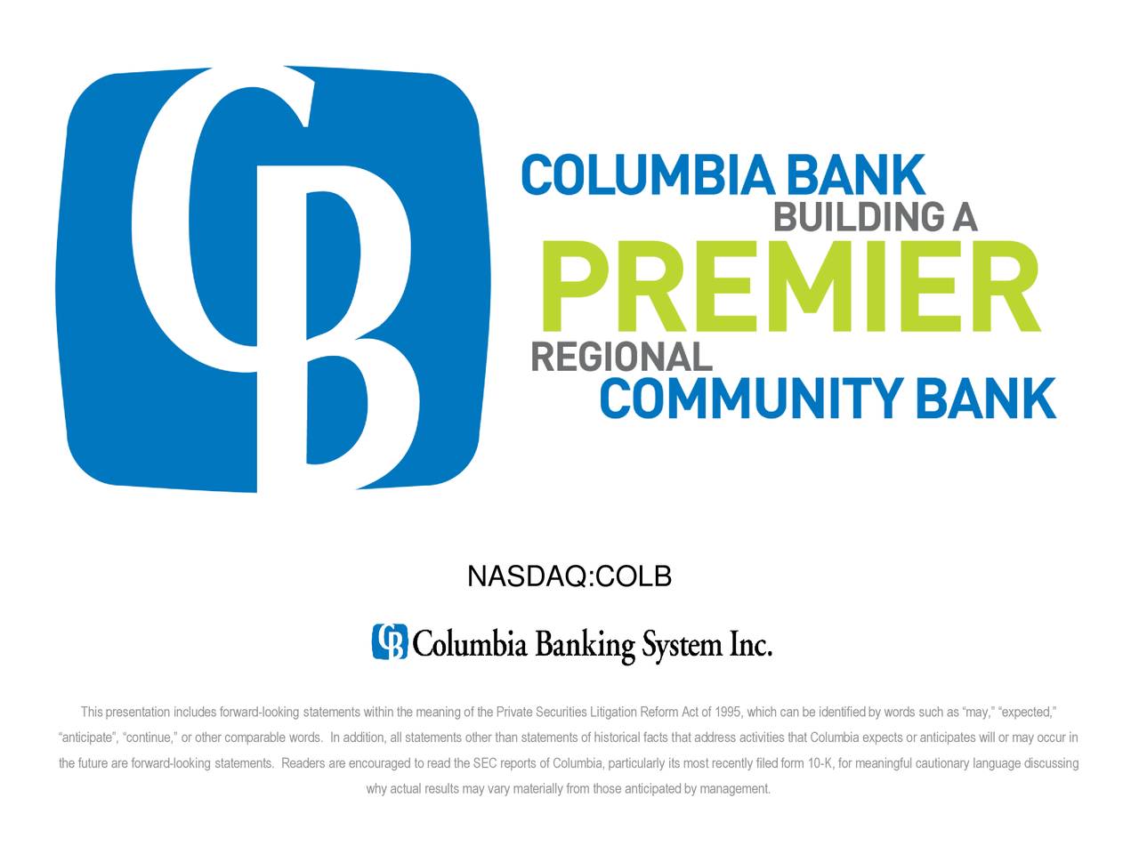 Columbia Banking System, Inc. 2018 Q1 - Results - Earnings Call Slides ...