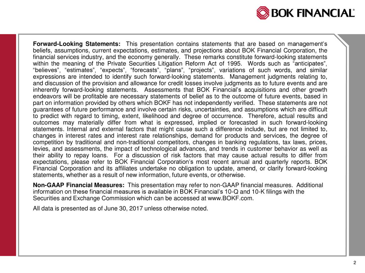 BOK Financial Corporation 2017 Q2 - Results - Earnings Call Slides ... BOK Financial Corporation 2017 Q2 - Results - Earnings Call Slides ...