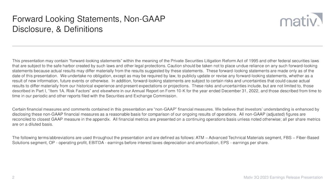 Mativ Holdings, Inc. 2023 Q3 - Results - Earnings Call Presentation ...