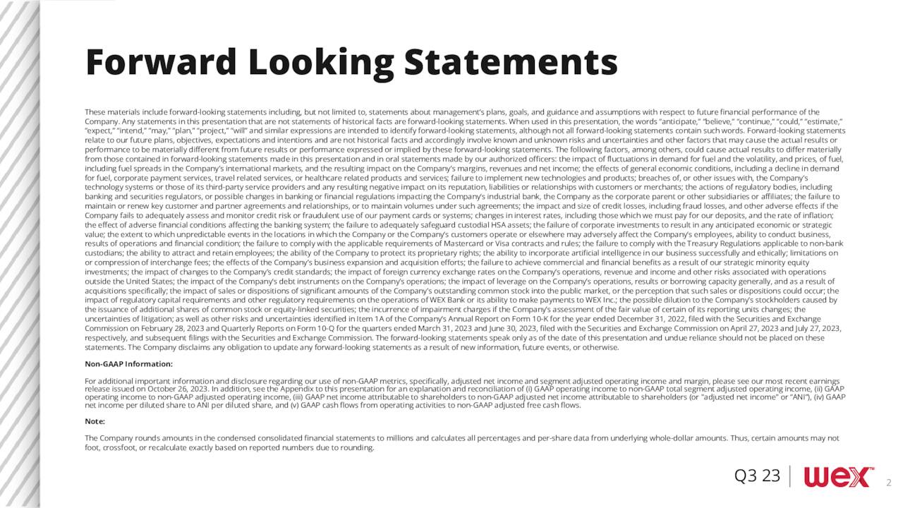 WEX Inc. 2023 Q3 - Results - Earnings Call Presentation (NYSE:WEX) | Seeking Alpha
