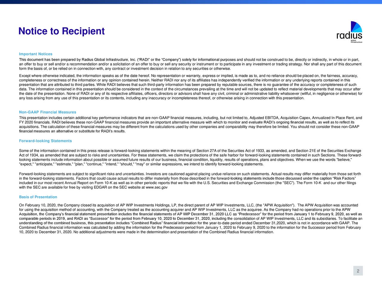 Radius Global Infrastructure, Inc. 2020 Q4 - Results - Earnings Call ...