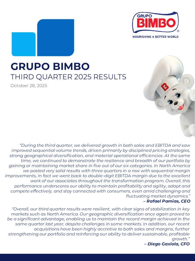 Grupo Bimbo, S.A.B. de C.V. 2025 Q3 - Results - Earnings Call ...