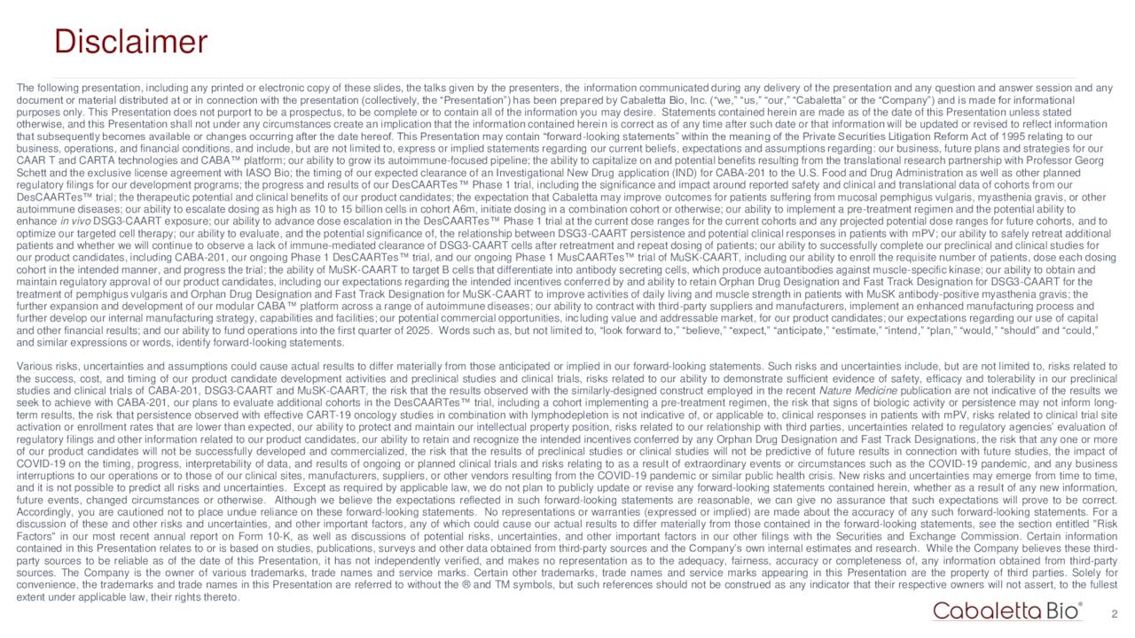 Cabaletta Bio (CABA) Investor Presentation - Slideshow (NASDAQ:CABA ...