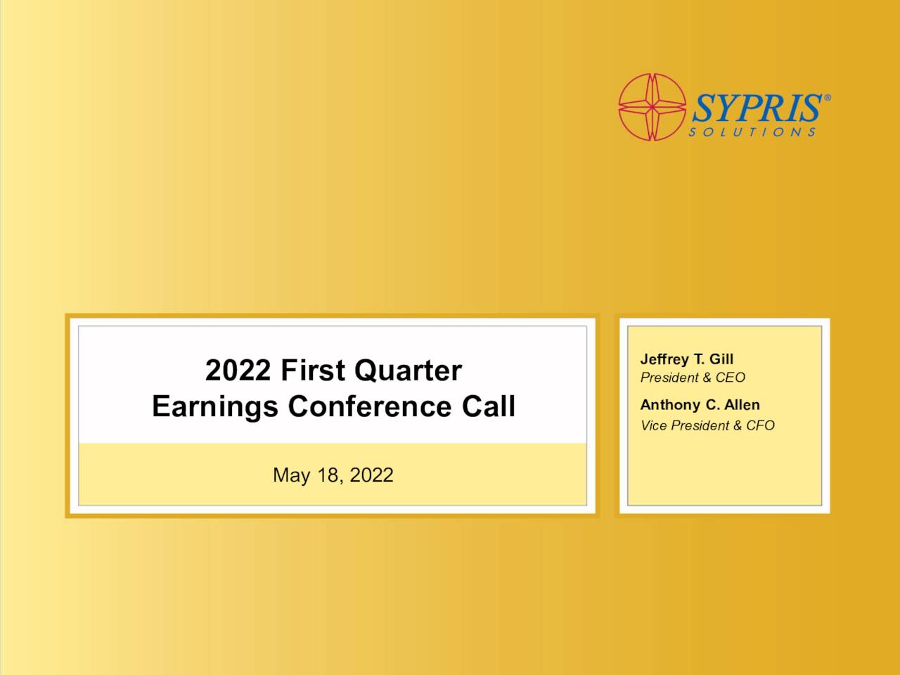 Sypris Solutions, Inc. 2022 Q1 - Results - Earnings Call Presentation ...