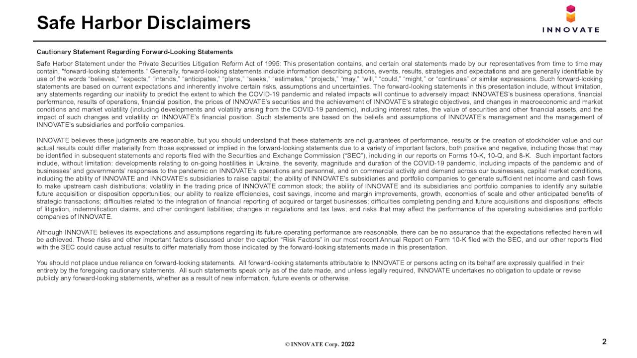 INNOVATE Corp. 2022 Q1 - Results - Earnings Call Presentation (NYSE ...