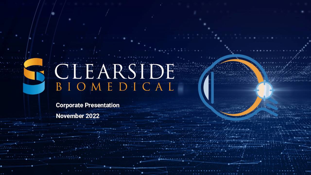 Clearside Biomedical (CLSD) Investor Presentation - Slideshow (NASDAQ ...