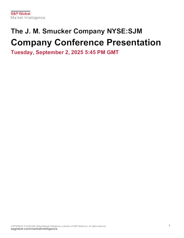 The J. M. Smucker Company (SJM) Presents at Barclays 18th Annual Global ...