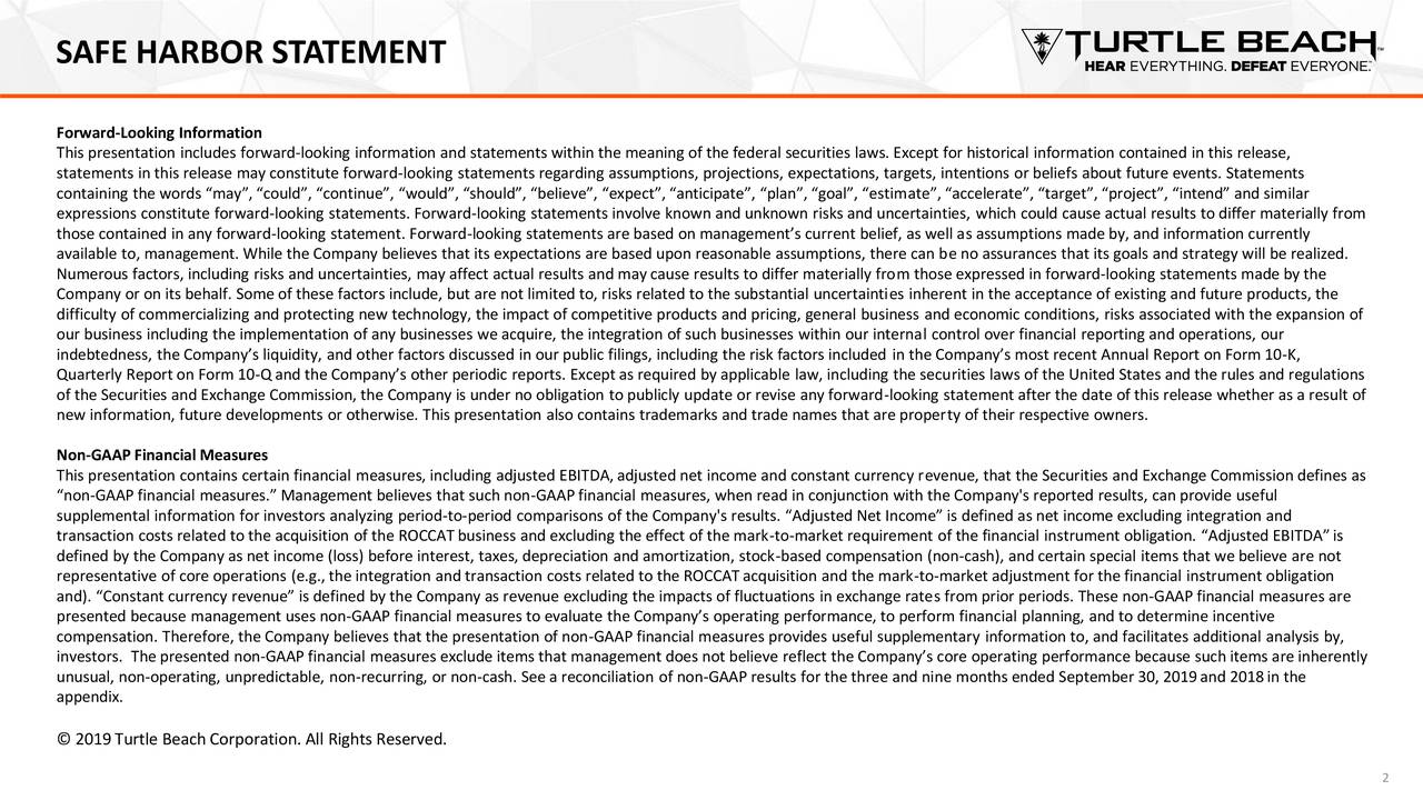 Turtle Beach Corporation 2019 Q3 - Results - Earnings Call Presentation ...