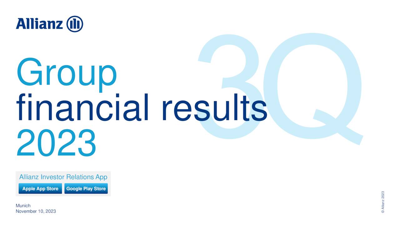 Allianz SE 2023 Q3 - Results - Earnings Call Presentation (OTCMKTS:ALIZF) | Seeking Alpha