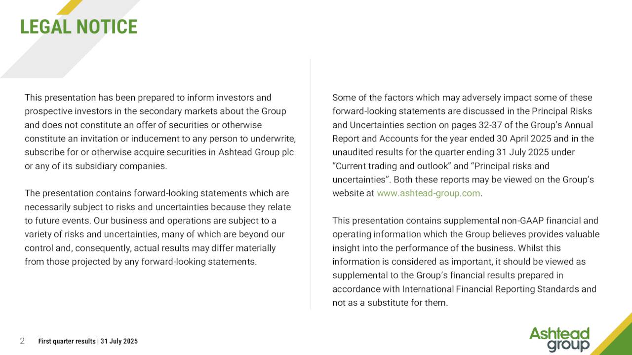 Ashtead Group plc 2026 Q1 - Results - Earnings Call Presentation ...