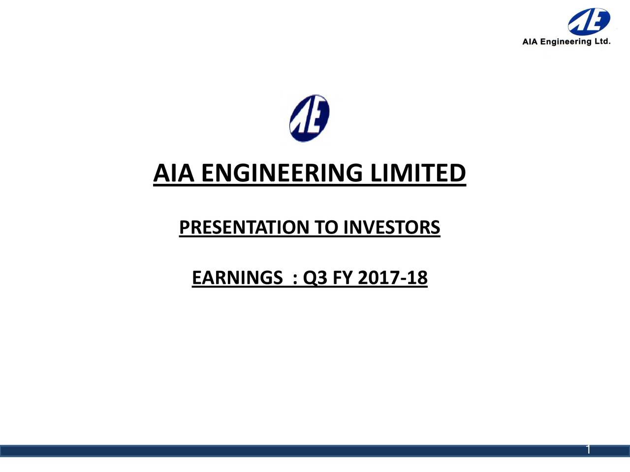 Aia Engineering, Ltd. ADR 2017 Q3 - Results - Earnings Call Slides ...