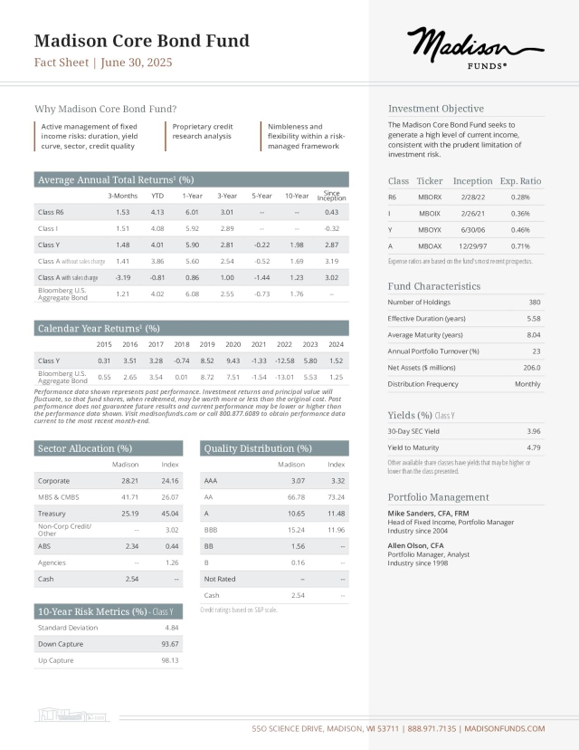 Madison Core Bond Fund Q2 2025 Investment Strategy Letter | Seeking Alpha