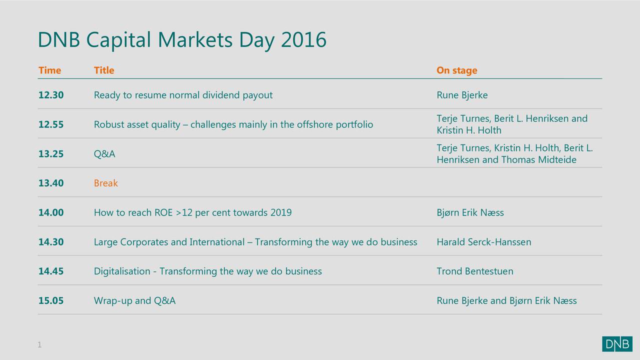 DNB ASA's Capital Markets Day - Slide Show (OTCMKTS:DNBHF-DEFUNCT-8341 ...