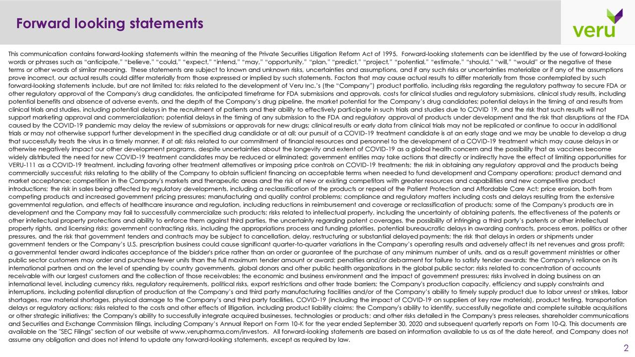 Veru (VERU) Presents At 2021 Jefferies Virtual Healthcare Conference ...