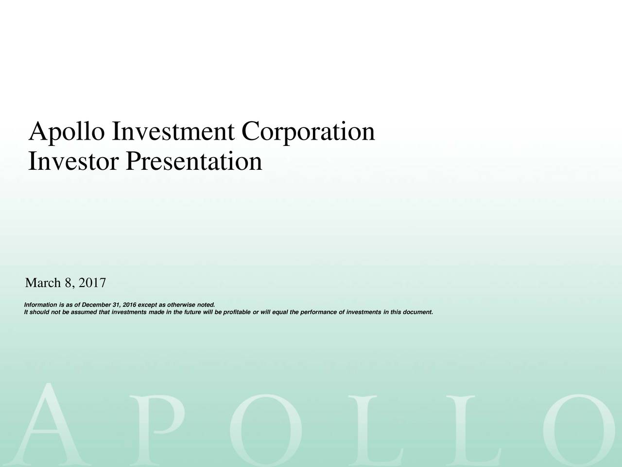 Apollo Investment (AINV) Presents At RBC Capital Markets Financial ...
