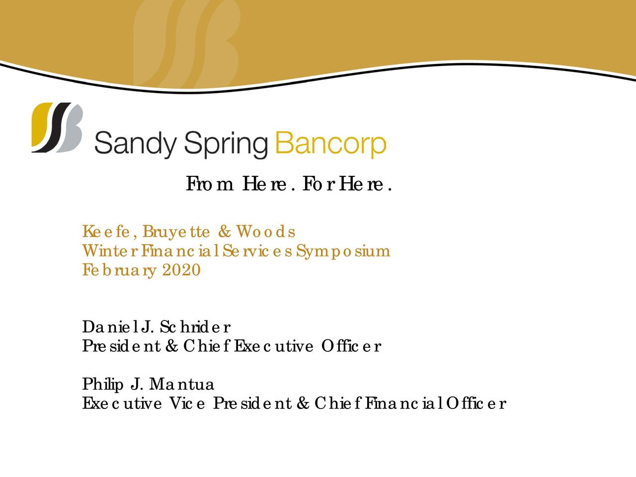 Sandy Spring Bancorp (SASR) Presents KBW Winter Financial Services ...