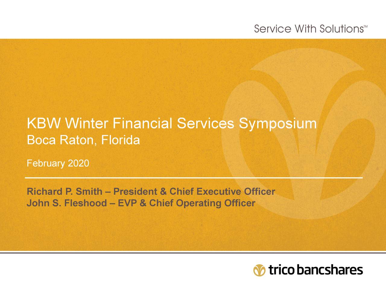 TriCo Bancshares (TCBK) Presents KBW Winter Financial Services ...