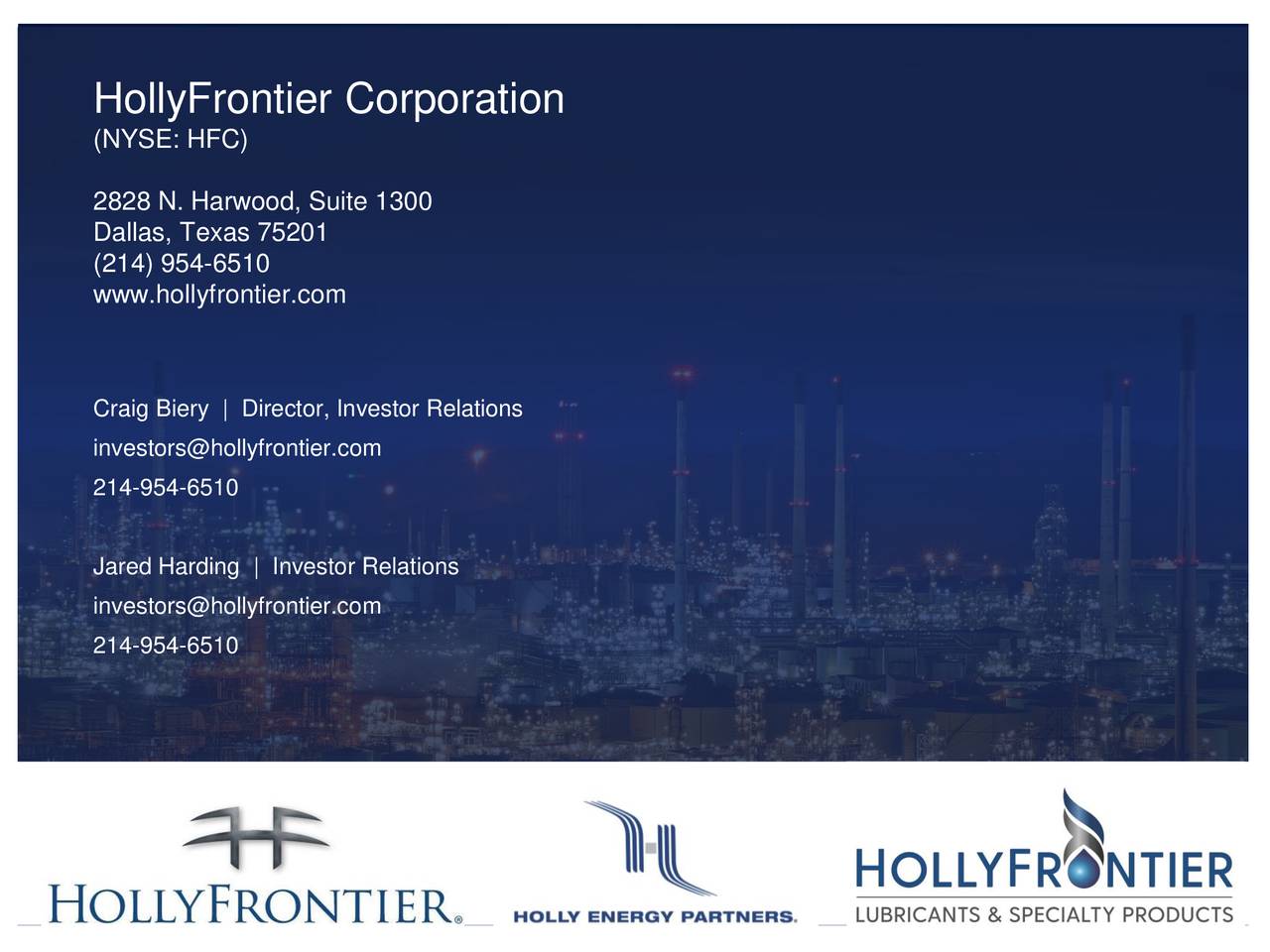 HollyFrontier (HFC) Investor Presentation - Slideshow (NYSE:HFC ...