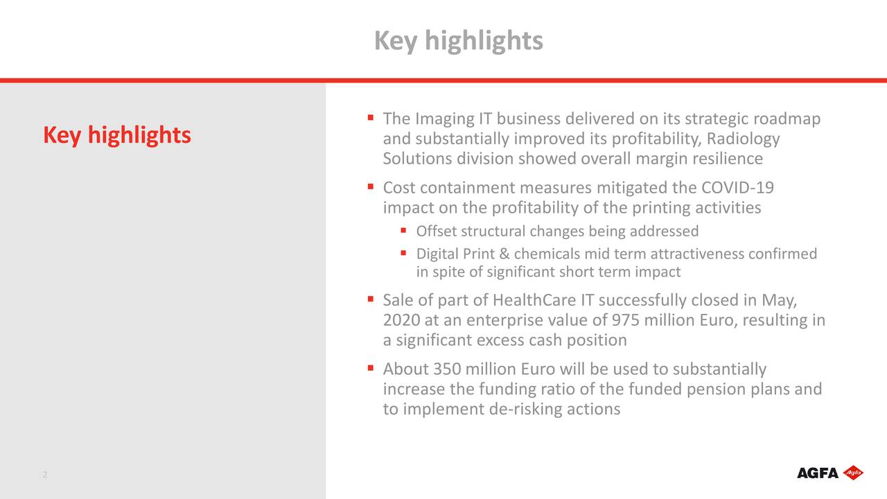 Agfa-Gevaert NV 2020 Q2 - Results - Earnings Call Presentation (OTCMKTS:AFGVF) | Seeking Alpha