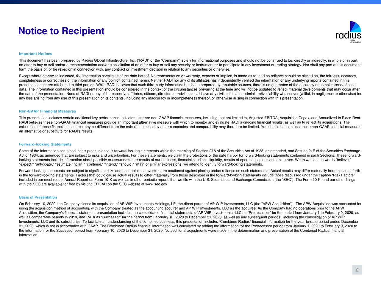 Radius Global Infrastructure, Inc. 2021 Q1 - Results - Earnings Call ...